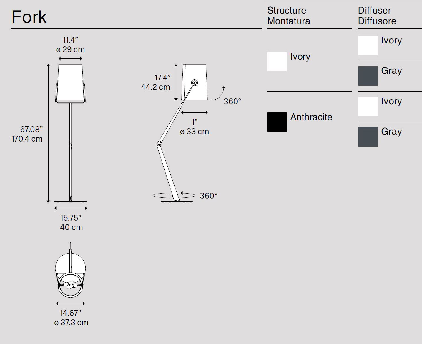 Dimmbare Stehleuchte Fork von Diesel Living with Lodes